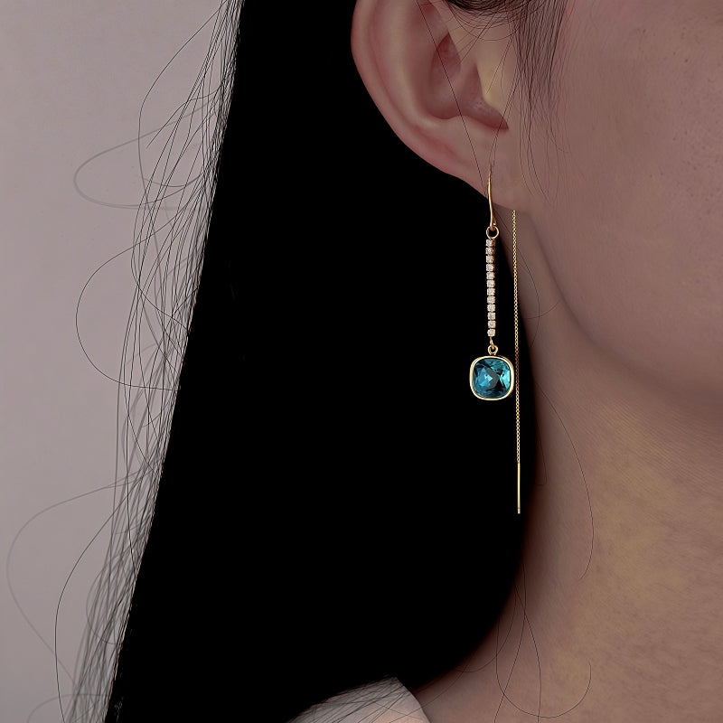 Sterling Silver Crystal Diamond Threader Earrings – Milaniss Store™